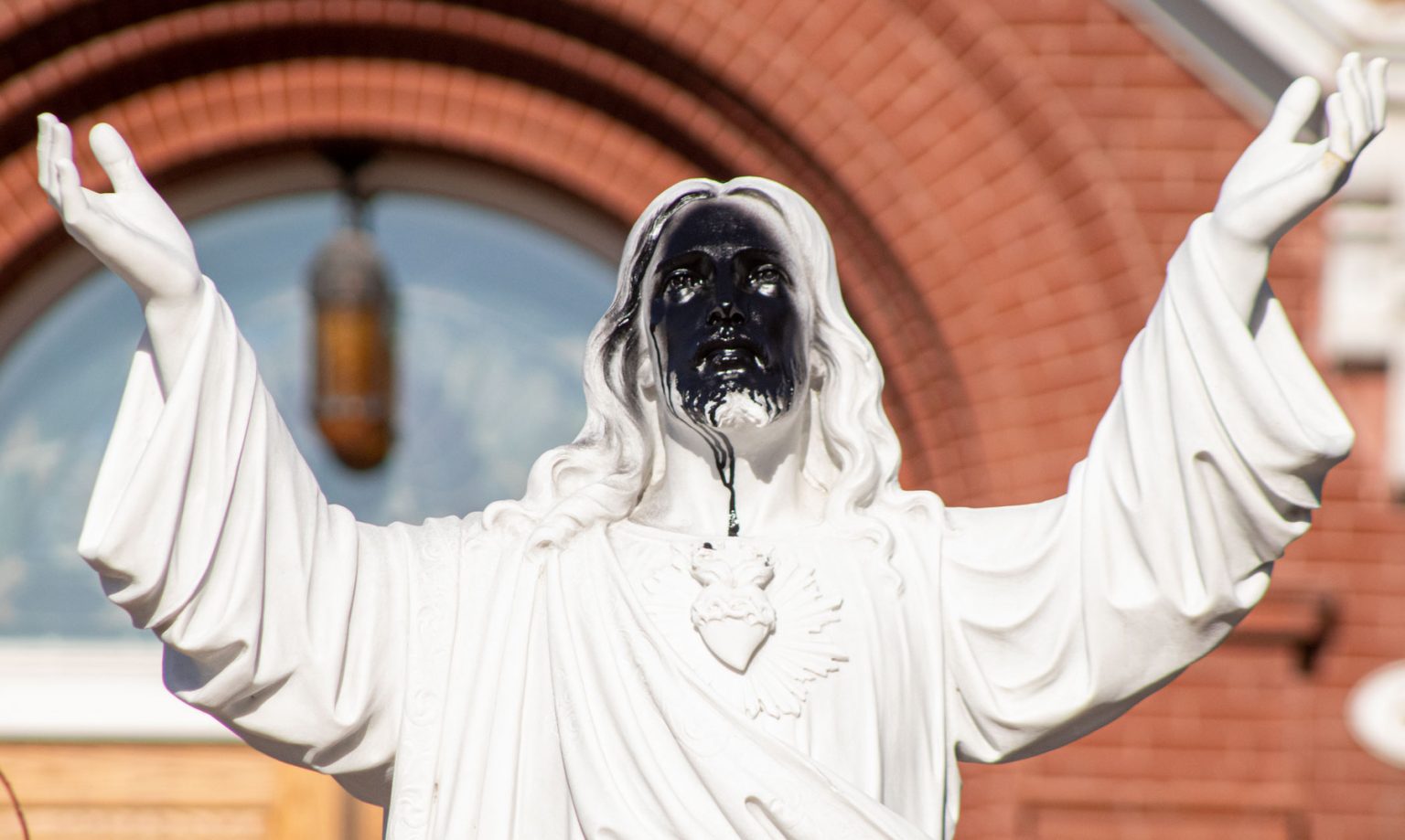Jesus Christ statue vandalized at Downtown Fargo Cathedral | Lakes Area ...